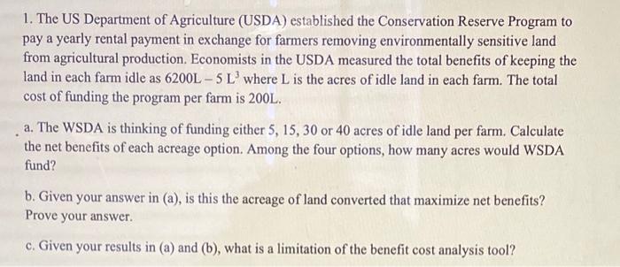 Solved 1. The US Department of Agriculture (USDA) | Chegg.com