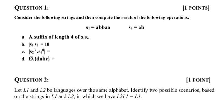 Solved Consider the following strings and then compute the | Chegg.com