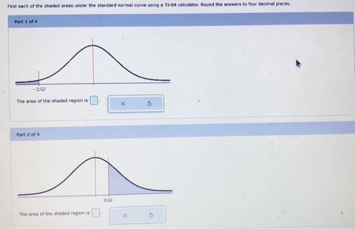 Solved Find each of the shaded areas under the standard | Chegg.com