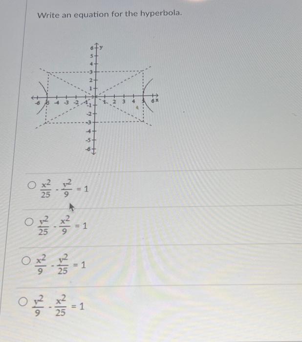 Solved Write an equation for the hyperbola. 54 4- 44 1 O ²-1 | Chegg.com
