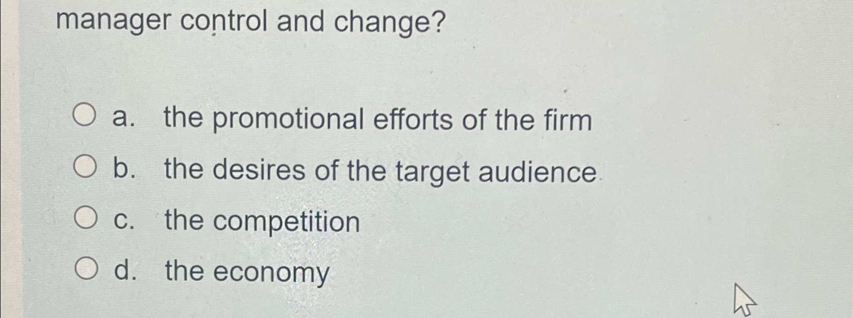 Solved manager control and change?a. ﻿the promotional | Chegg.com