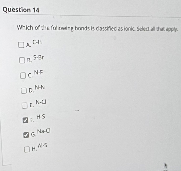 Solved Question 3 Which of the following bonds is classified | Chegg.com