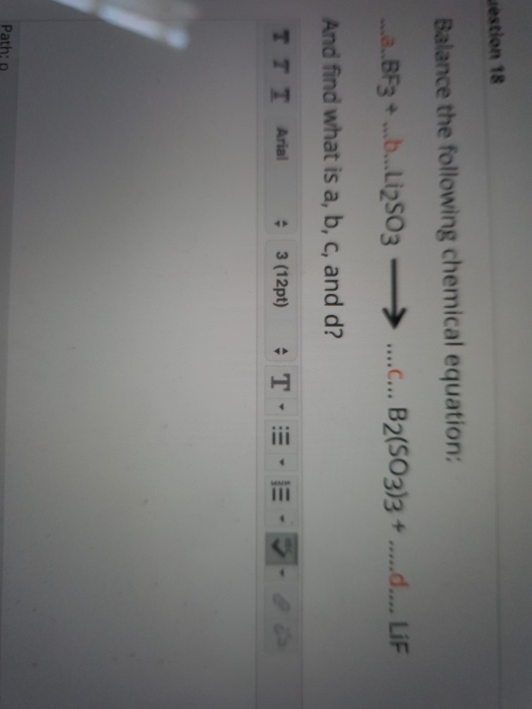 Solved Jestion 18 Balance the following chemical equation: | Chegg.com Solved Jestion 18 Balance the following chemical equation: | Chegg.com