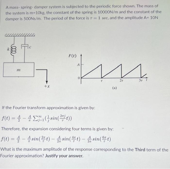 Solved Mechanical Vibrations Question. If you could show a | Chegg.com