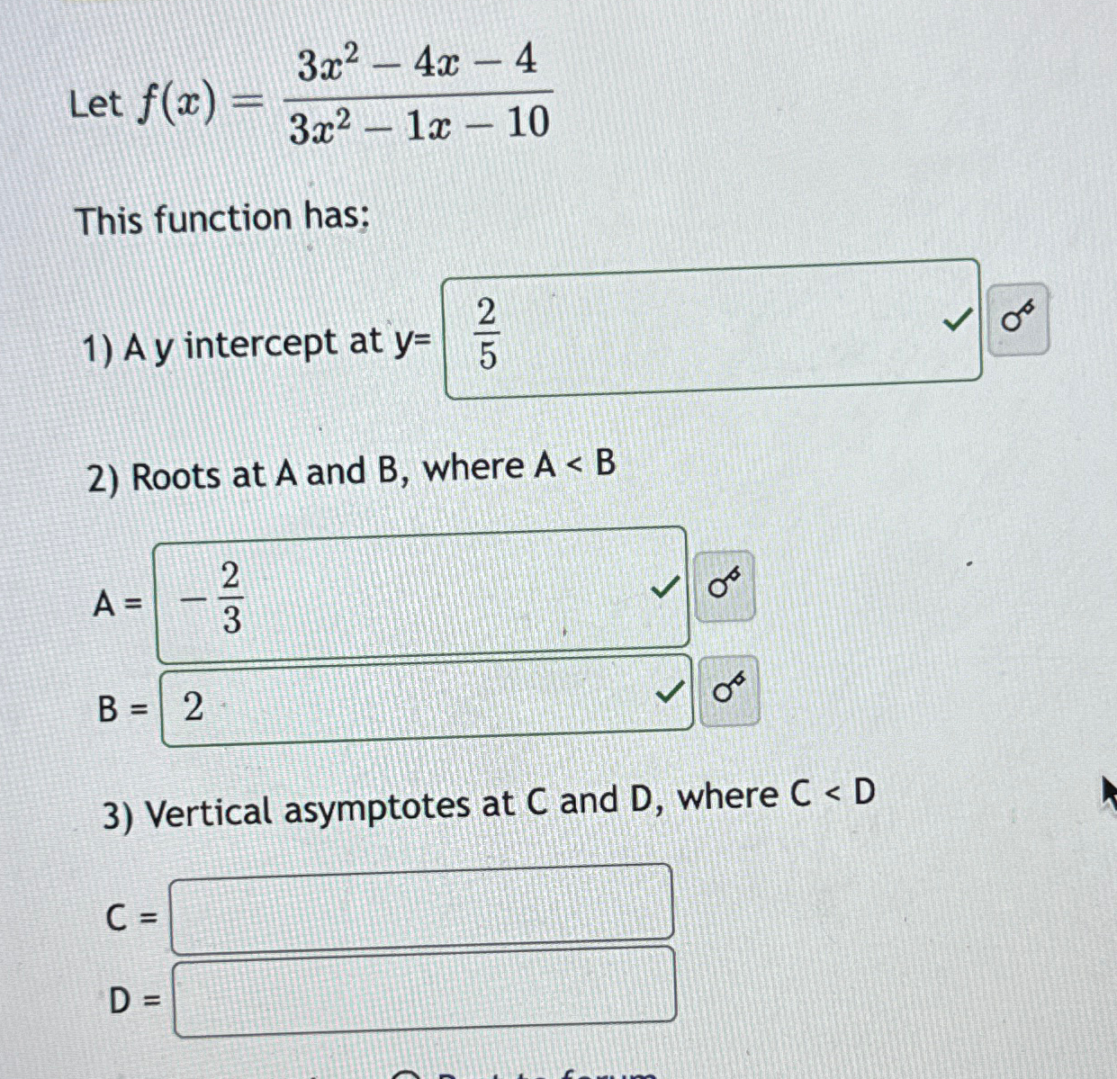 Solved Let f(x)=3x2-4x-43x2-1x-10This function has:Ay | Chegg.com