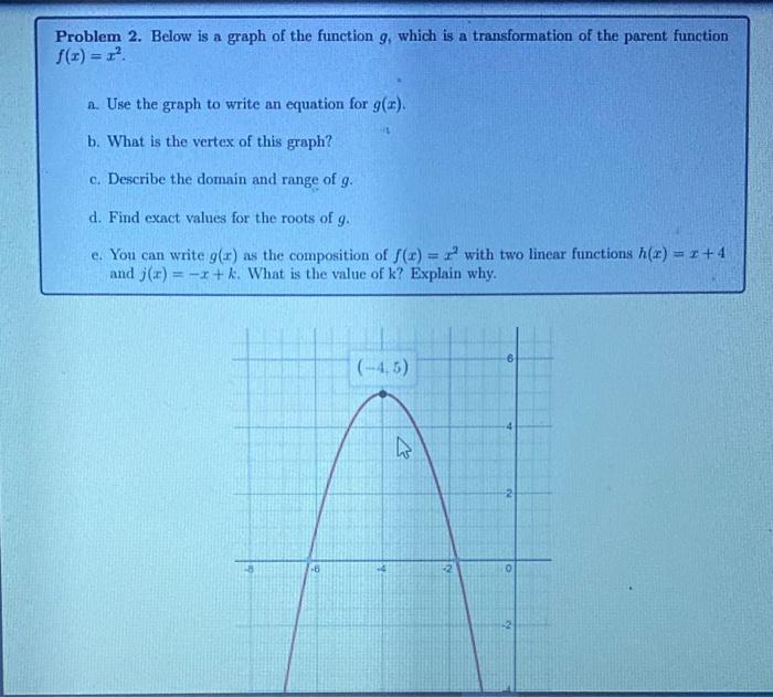 Solved Problem 2. Below is a graph of the function g, which | Chegg.com