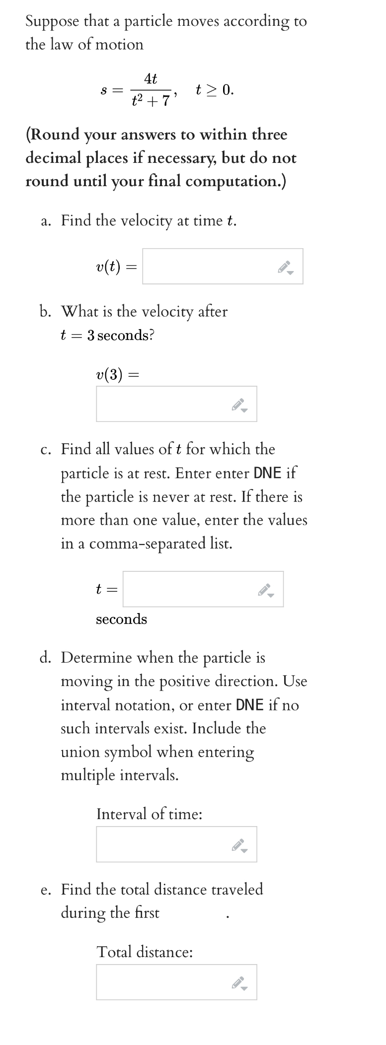 Solved Suppose that a particle moves according to the law of | Chegg.com