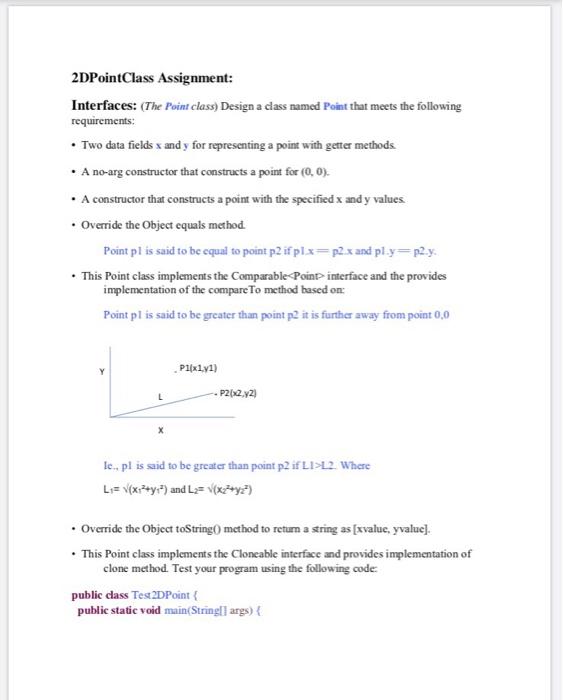 Solved 2dpointclass Assignment Interfaces The Point 
