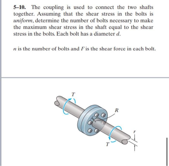 Solved 5-10. The coupling is used to connect the two shafts | Chegg.com