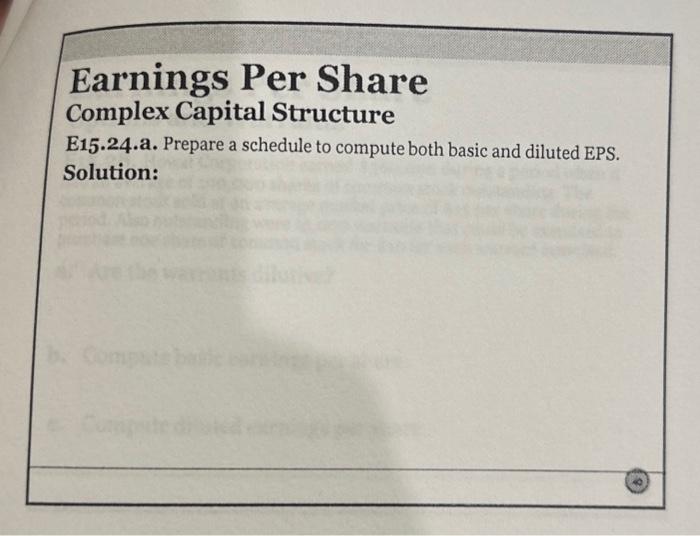 Solved Earnings Per Share Complex Capital Structure | Chegg.com