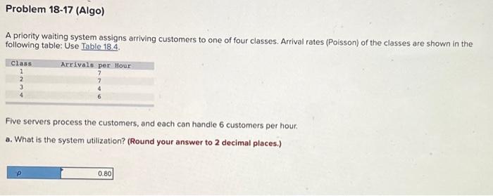Solved A priority waiting system assigns arriving customers | Chegg.com