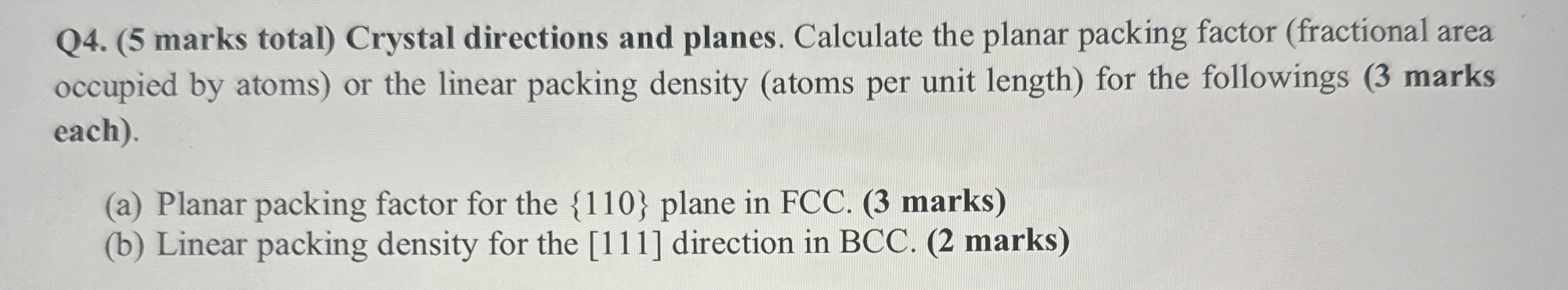 Solved Q4. (5 ﻿marks total) ﻿Crystal directions and planes. | Chegg.com