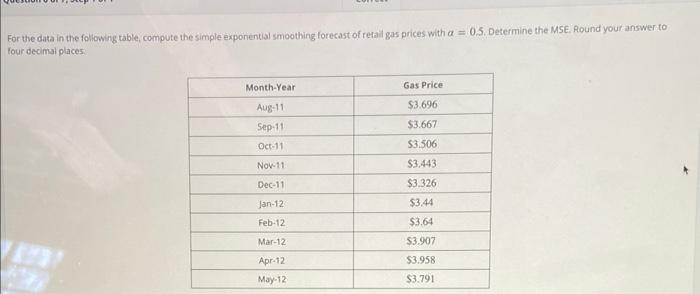 Solved For the data in the following table, compute the | Chegg.com