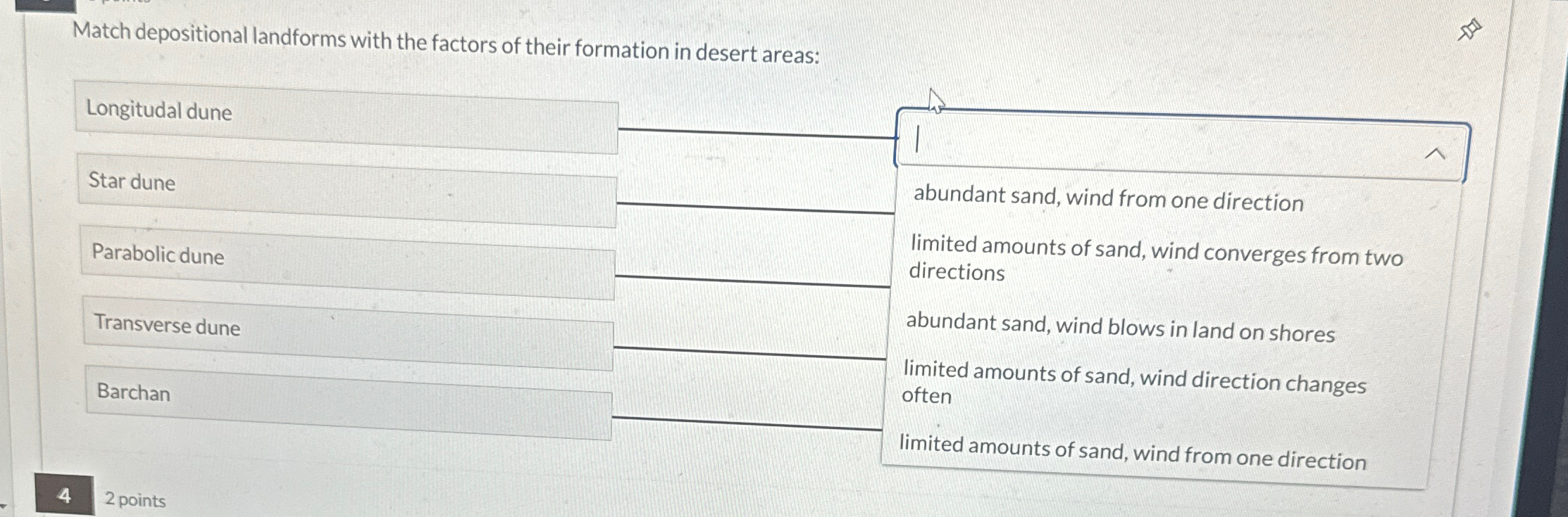 Solved Match depositional landforms with the factors of | Chegg.com
