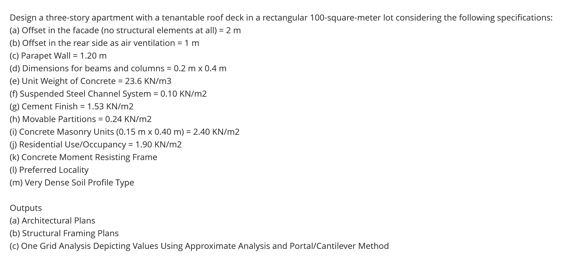 Solved Design a three-story apartment with a tenantable roof | Chegg.com