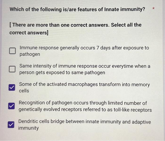 Solved Which of the following is/are features of Innate | Chegg.com