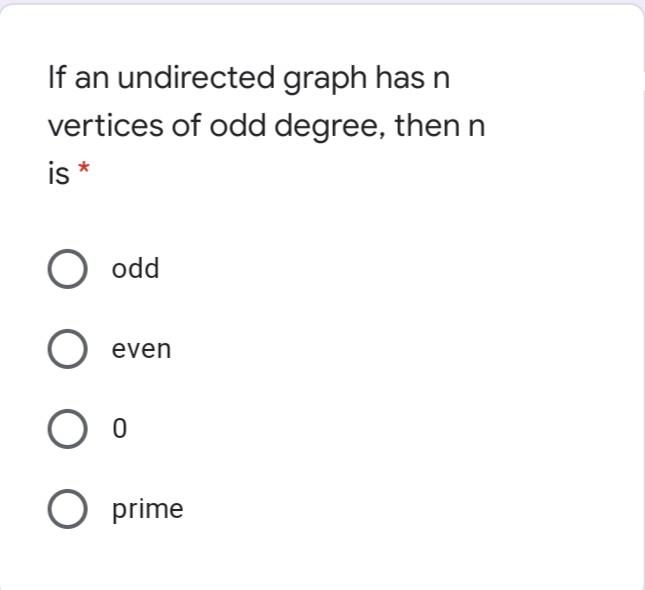Solved If an undirected graph has n vertices of odd degree, | Chegg.com