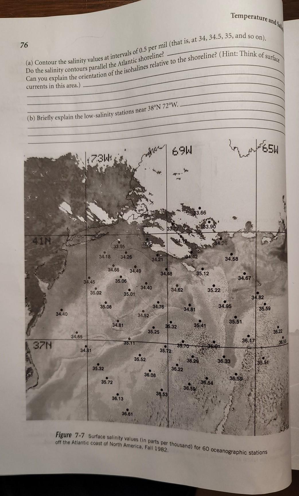 (a) Contour the salinity values at intervals of 0.5 | Chegg.com
