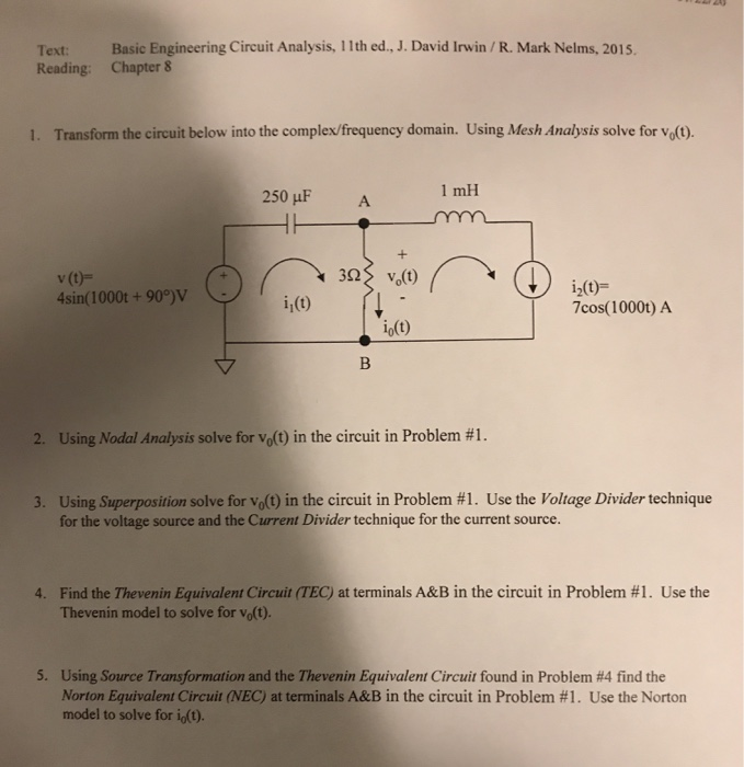 Solved: Basic Engineering Circuit Analysis, 11th Ed., J. D... | Chegg.com