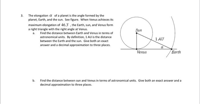 Solved 3. The elongation a of a planet is the angle formed | Chegg.com