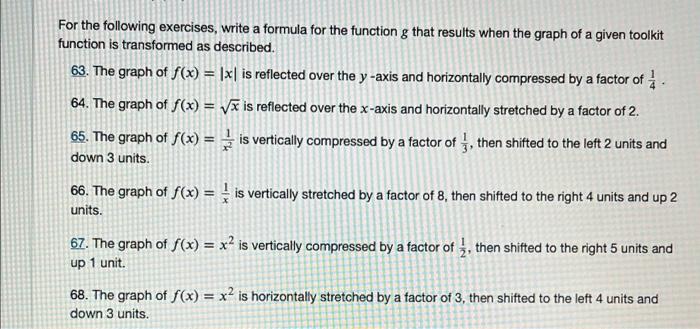 Solved For The Following Exercises Write A Formula For The 