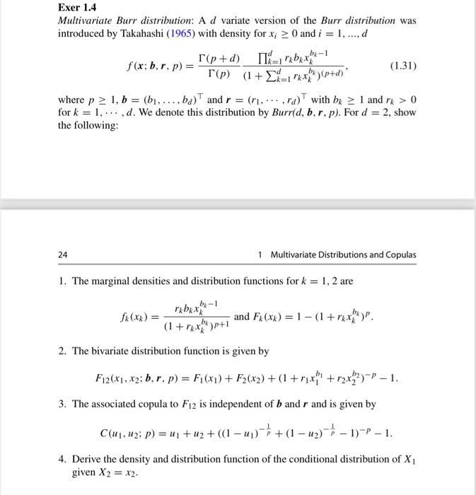 Solved Exer 1.4 Multivariate Burr distribution: A d variate | Chegg.com