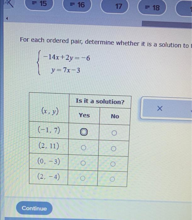 Solved For each ordered pair, determine whether it is a | Chegg.com