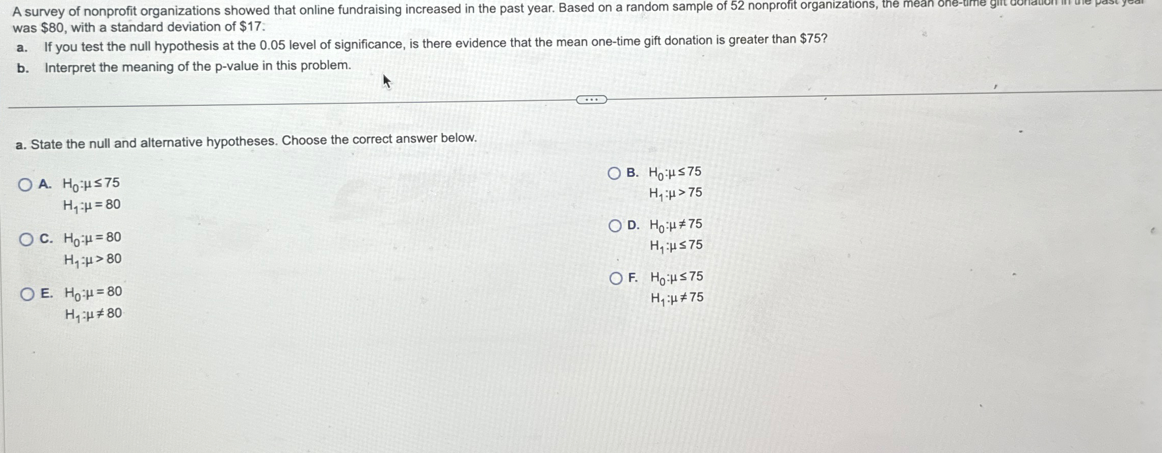 Solved was $80, ﻿with a standard deviation of $17.a. ﻿If you | Chegg.com