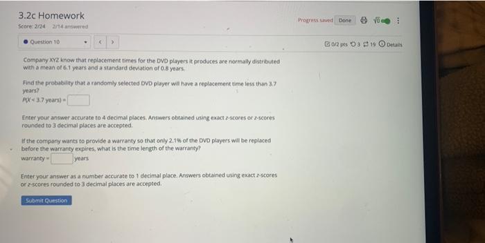 Solved 3.2c Homework Score: 2/24 2/14 answered Question 10 > | Chegg.com