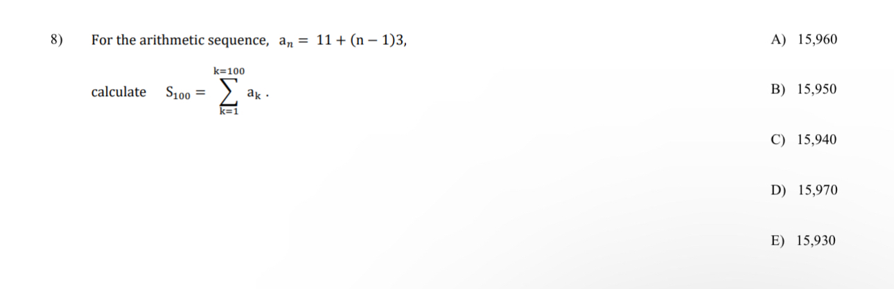 Solved For the arithmetic sequence, | Chegg.com