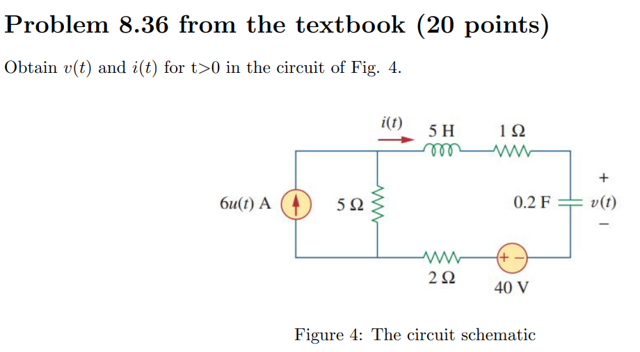 Solved Problem 8.36 ﻿from the textbook ( 20 ﻿points)Obtain | Chegg.com