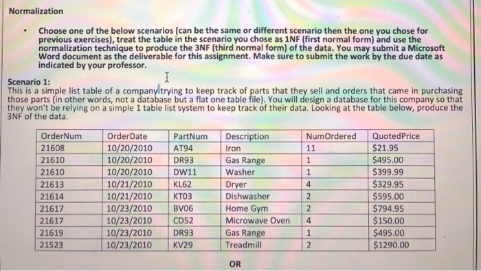 Solved Normalization Choose one of the below scenarios (can | Chegg.com