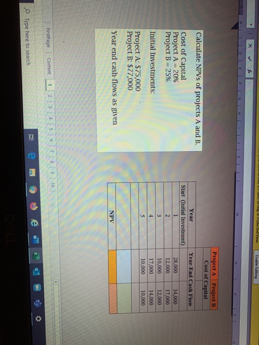 Solved in Protected View Enable Editing B D Project A | Chegg.com