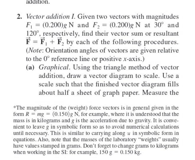 Solved 2. Vector addition I. Given two vectors with | Chegg.com