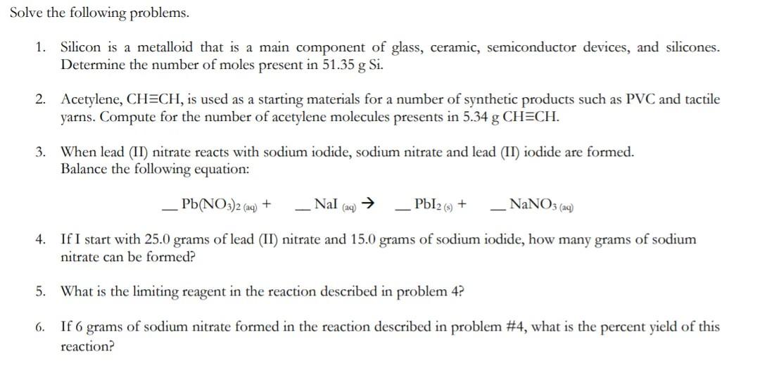 Solved Solve the following problems. 1. Silicon is a | Chegg.com