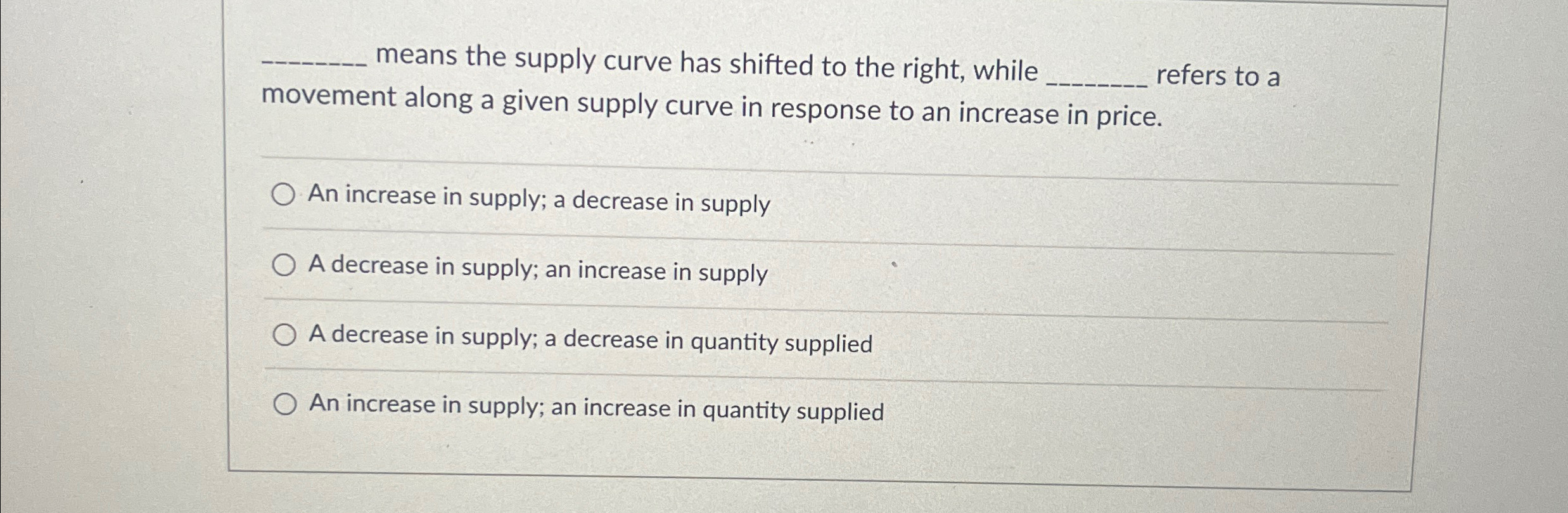 Solved means the supply curve has shifted to the right, | Chegg.com
