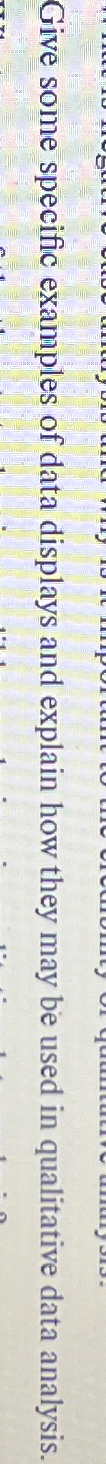 Solved Give some specific examples of data displays and | Chegg.com