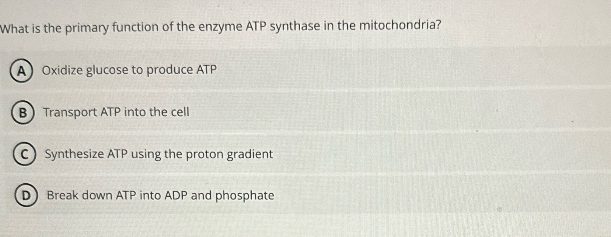 Solved What is the primary function of the enzyme ATP | Chegg.com