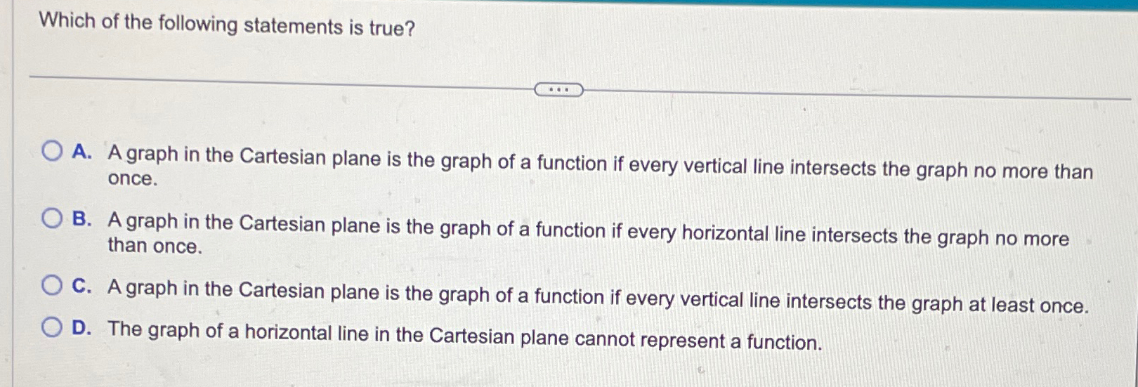 Solved Which of the following statements is true?A. ﻿A graph | Chegg.com