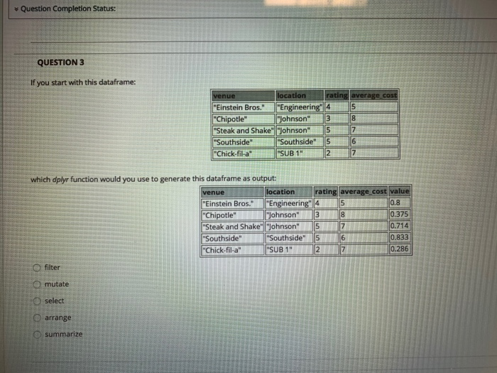 Solved Question Completion Status: QUESTION 3 If you start | Chegg.com