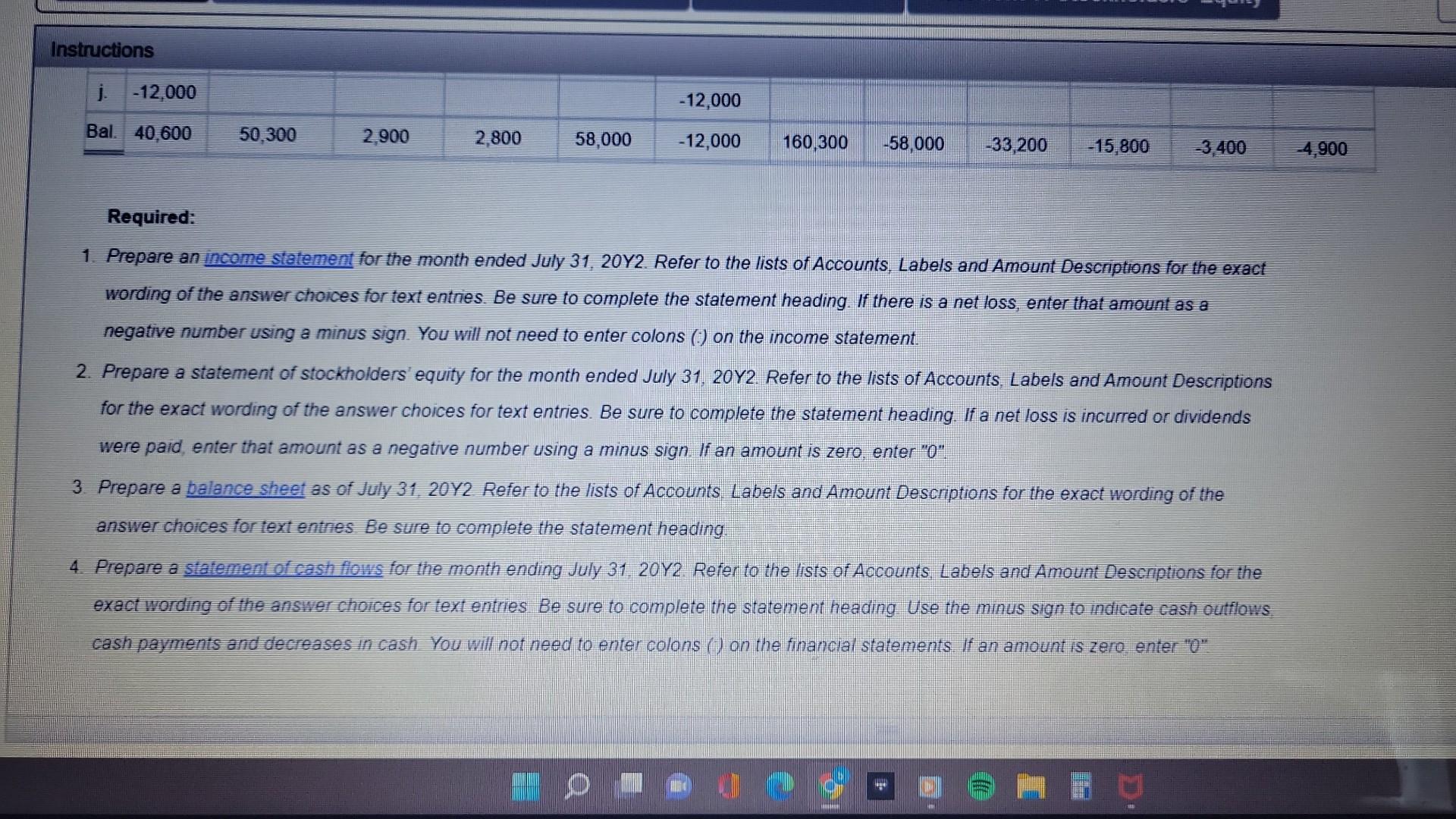 Solved transaction for July follow:InstructionsRequired: 1. | Chegg.com