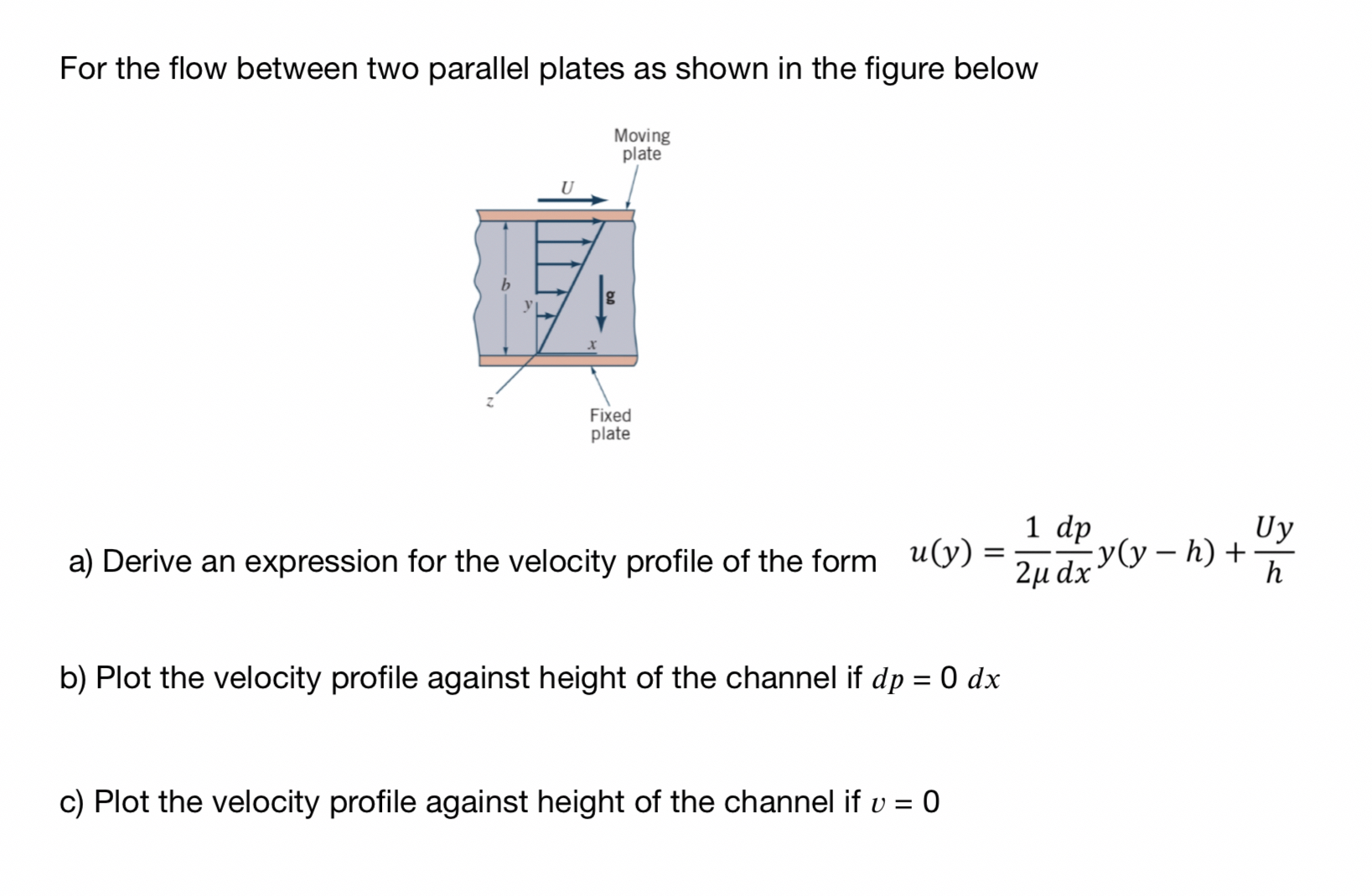 Solved For the flow between two parallel plates as shown in | Chegg.com