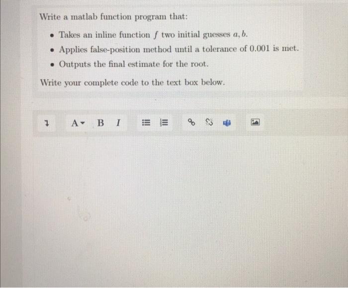 Solved Write a matlab function program that: - Takes an | Chegg.com