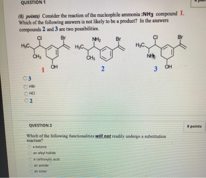 Solved QUESTION 1 (8) points) Consider the reaction of the | Chegg.com