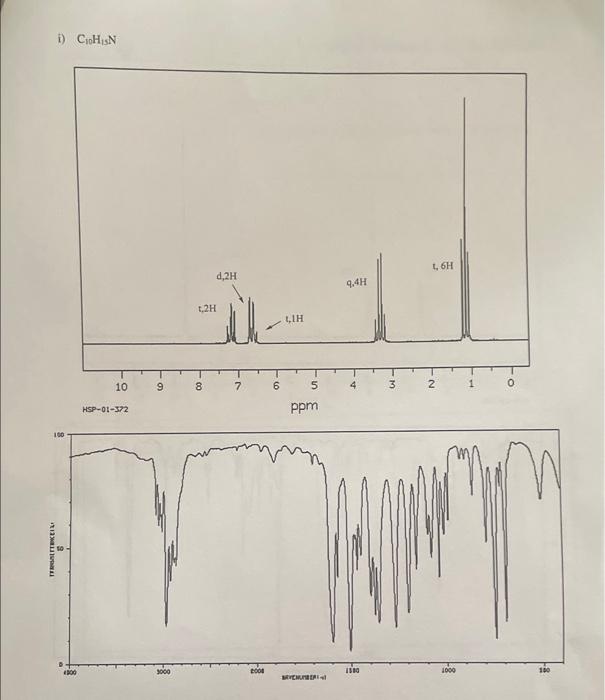 Solved 8) C10H12O2h) C10H12O2i) C10H15 Nj) C6H7 N Ppm | Chegg.com