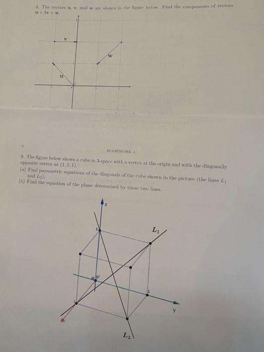 Solved 3. The wtors u. v. and we show in the future welow. | Chegg.com