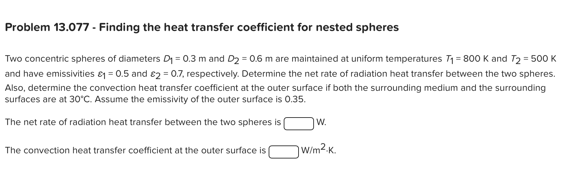 Problem 13.077 - ﻿Finding the heat transfer | Chegg.com