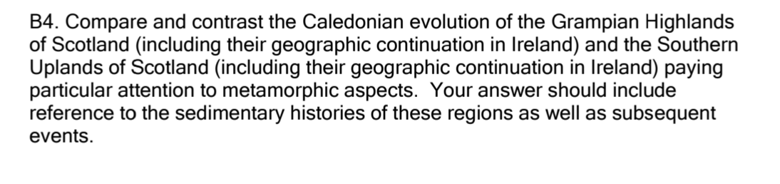 Solved B4. Compare and contrast the Caledonian evolution of | Chegg.com