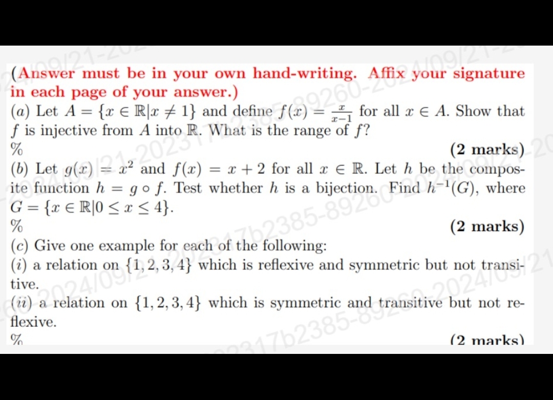 Solved (Answer must be in your own hand-writing. Affix your | Chegg.com