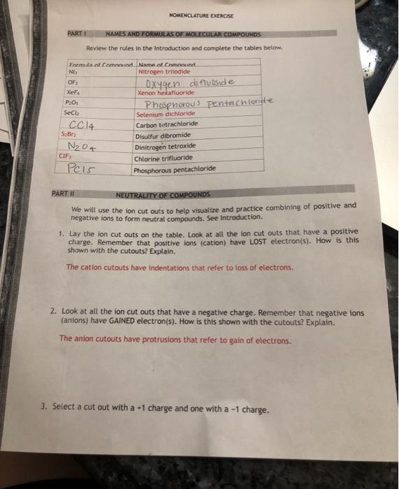 Solved We will use the ion cut outs to help visualize and | Chegg.com